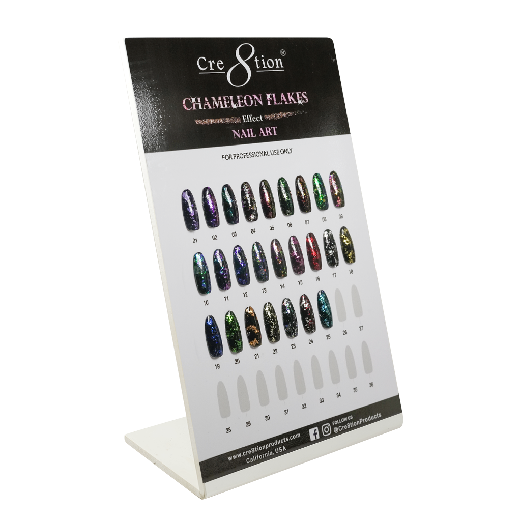 Cre8tion Nail Art Chameleon Flakes Counter Foam Display Color Chart, 3 ...